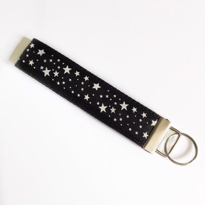 Stars Wristlet Keychain / Black and White Key Strap / Star Key Fob - Etsy