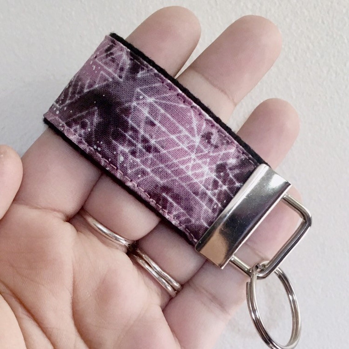 Mini Key Fob Purple and White Keychain Mini | Etsy