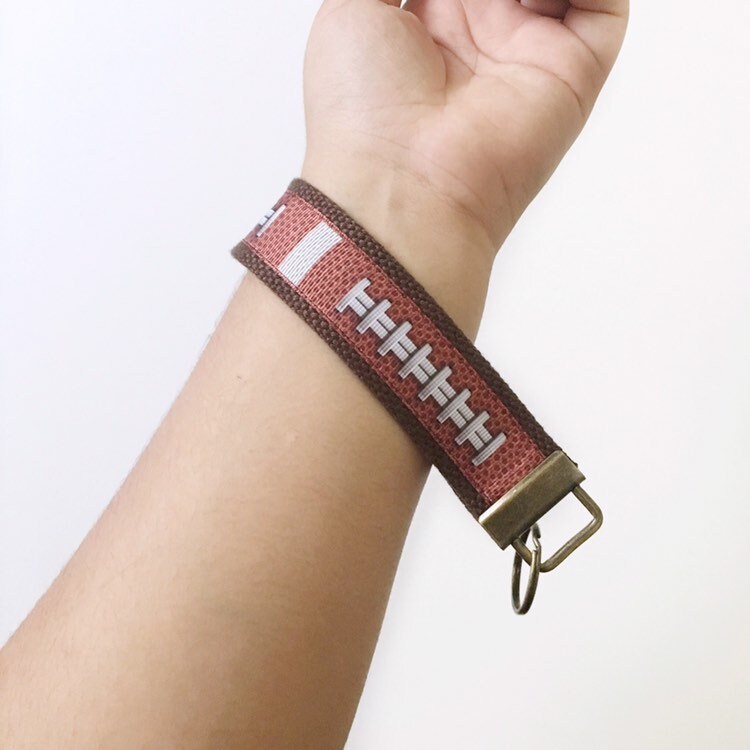 Football keychain wristlet. football key fob wristlet | Etsy