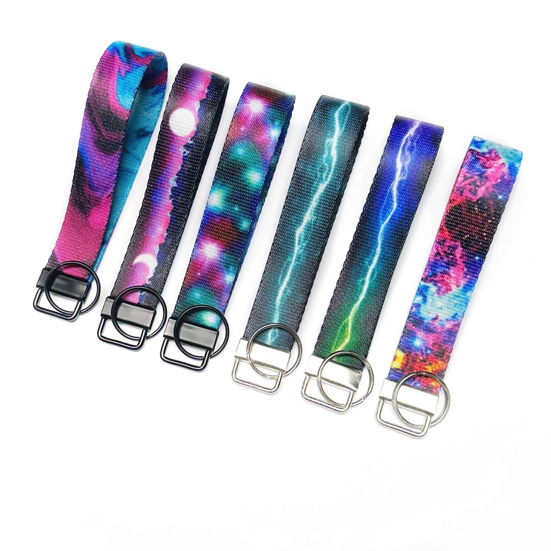 Purple Blue Keychain Wristlet / Teal Smoke Keyfob - Etsy