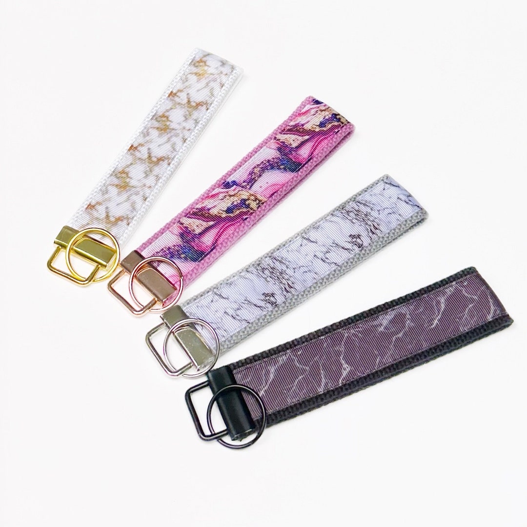 Marble Wristlet Keychain, Pink Marble, Black Marble Keychain, Gray ...