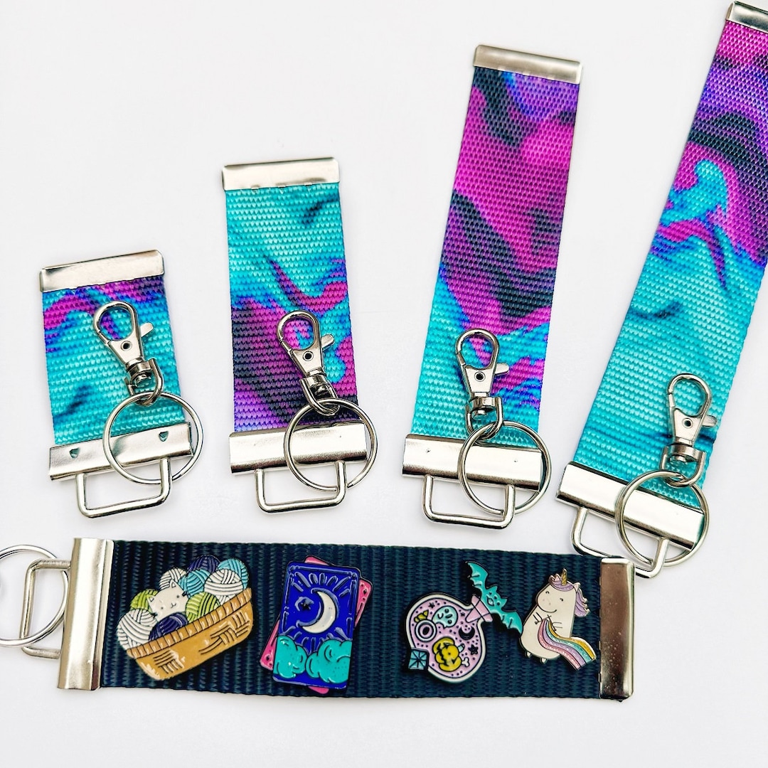Pin Holder Keychain / Purple and Teal Keychain Pin Keeper / Pin ...