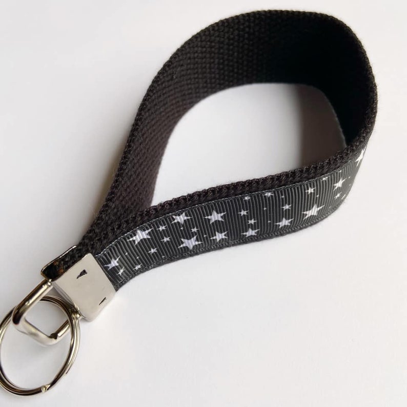 Stars Wristlet Keychain / Black and White Key Strap / Star Key Fob - Etsy