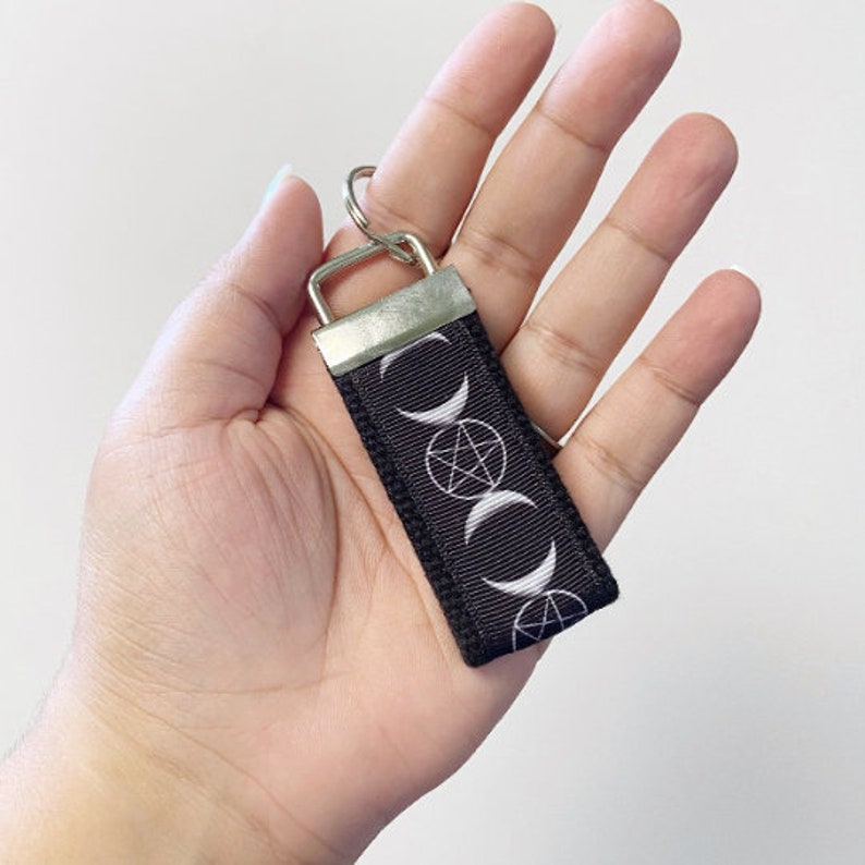 Triple Moon Keychain, Goddess Key Wristlet, Pentagram Key Fob Mini - Etsy