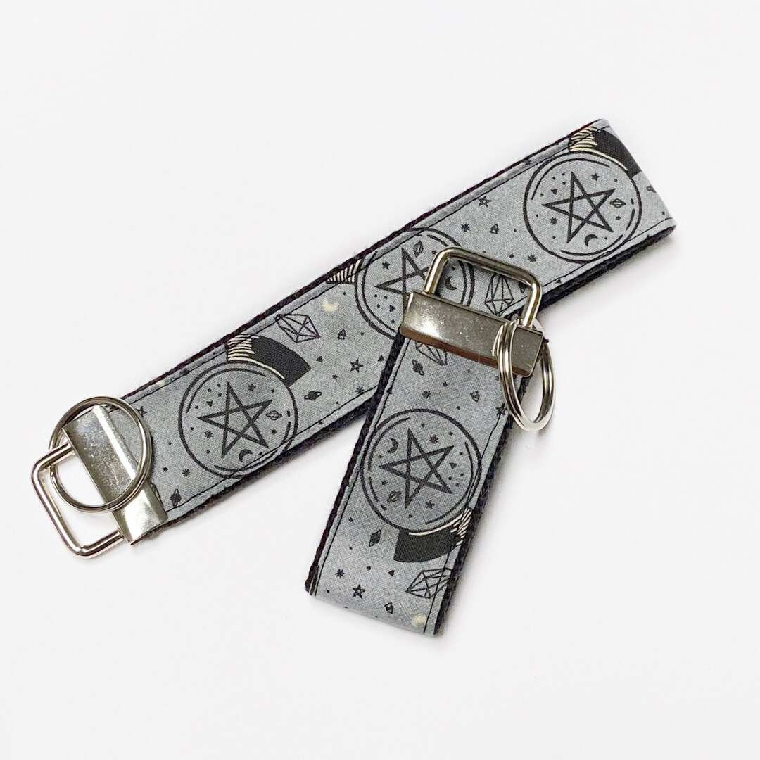 Crystal Ball Keychain Wristlet, Pentagram Key Fob / Fabric Keychain ...