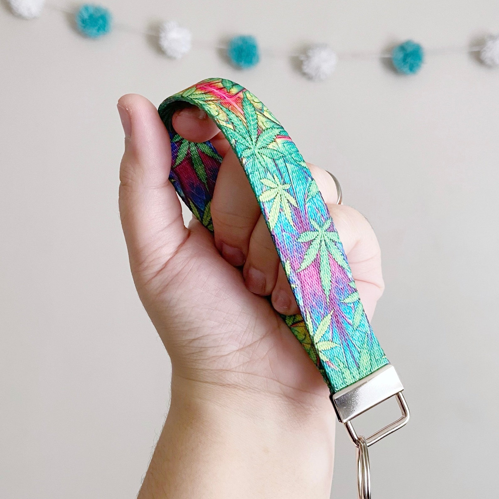 Cannabis Leaf Keychain / Wristlet Rainbow Tie Dye / Wrist - Etsy