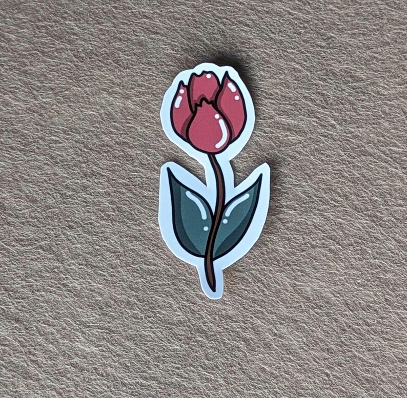 Tulip Sticker Floral Sticker Pink Tulip Floral Lover Flower Sticker ...