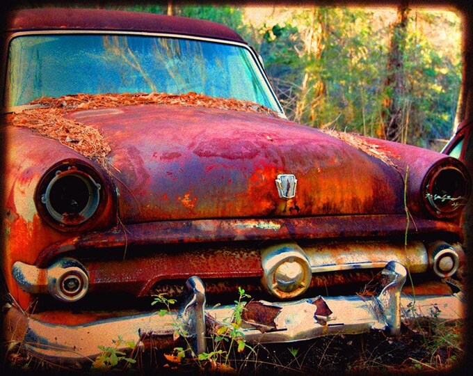 Garage Art Car Art Rusty Old Car Ford Miss Violet - Etsy