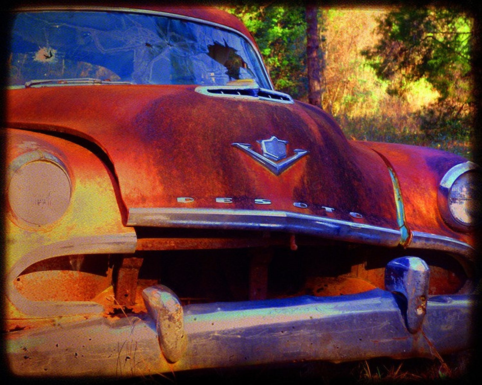 Automotive Art - Garage Art - Rusty Car - 50's Desoto - Desmond - Fine ...