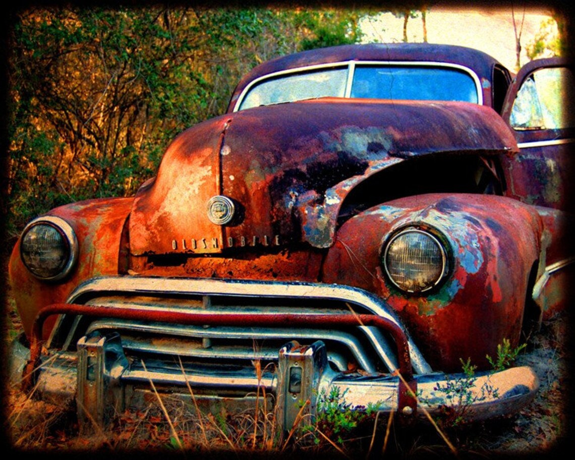 Automotive Art Garage Art Miss Jasmine Take One Rusty Old Car ...