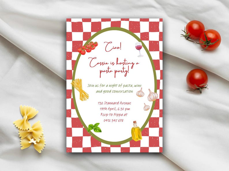 Pasta Party Invitation - Etsy