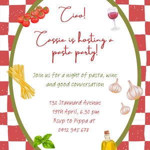Pasta Party Invitation - Etsy