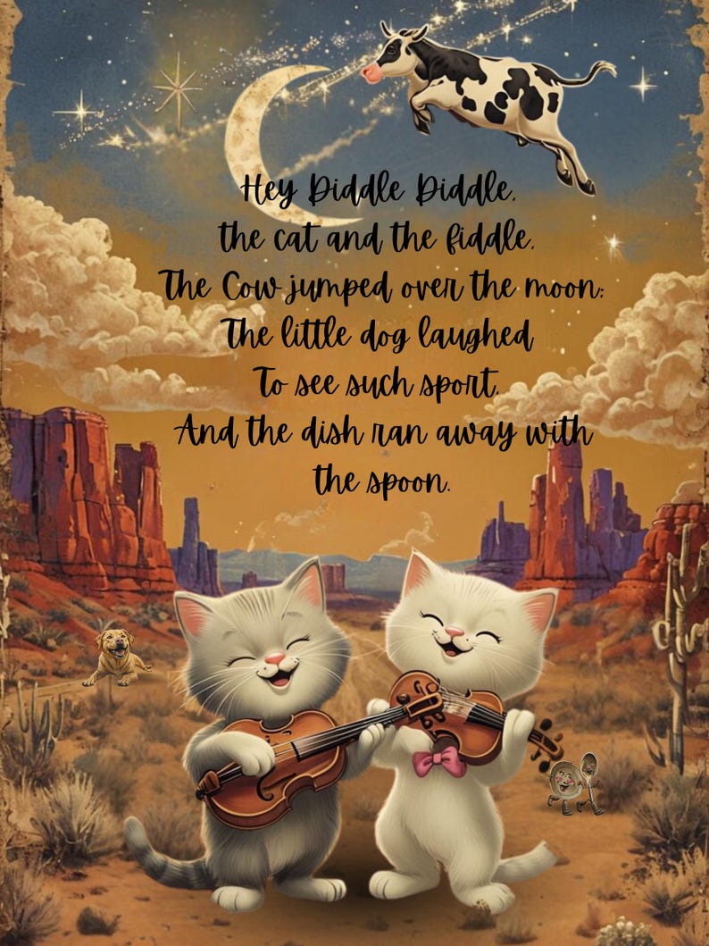 Hey Diddle Diddle the Cat and the Fiddle the Cow Jumped Over the Moon ...