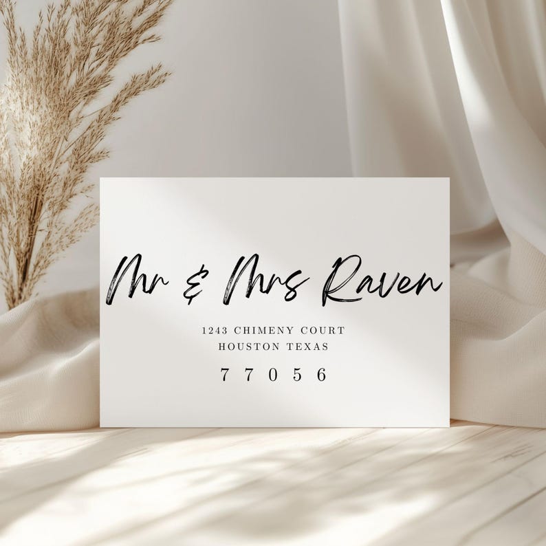 Minimalist Wedding Envelope Addressing Template, Modern Calligraphy ...