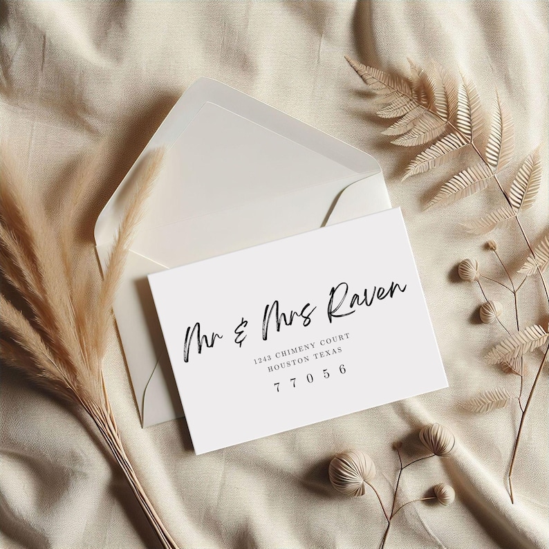 Minimalist Wedding Envelope Addressing Template, Modern Calligraphy ...