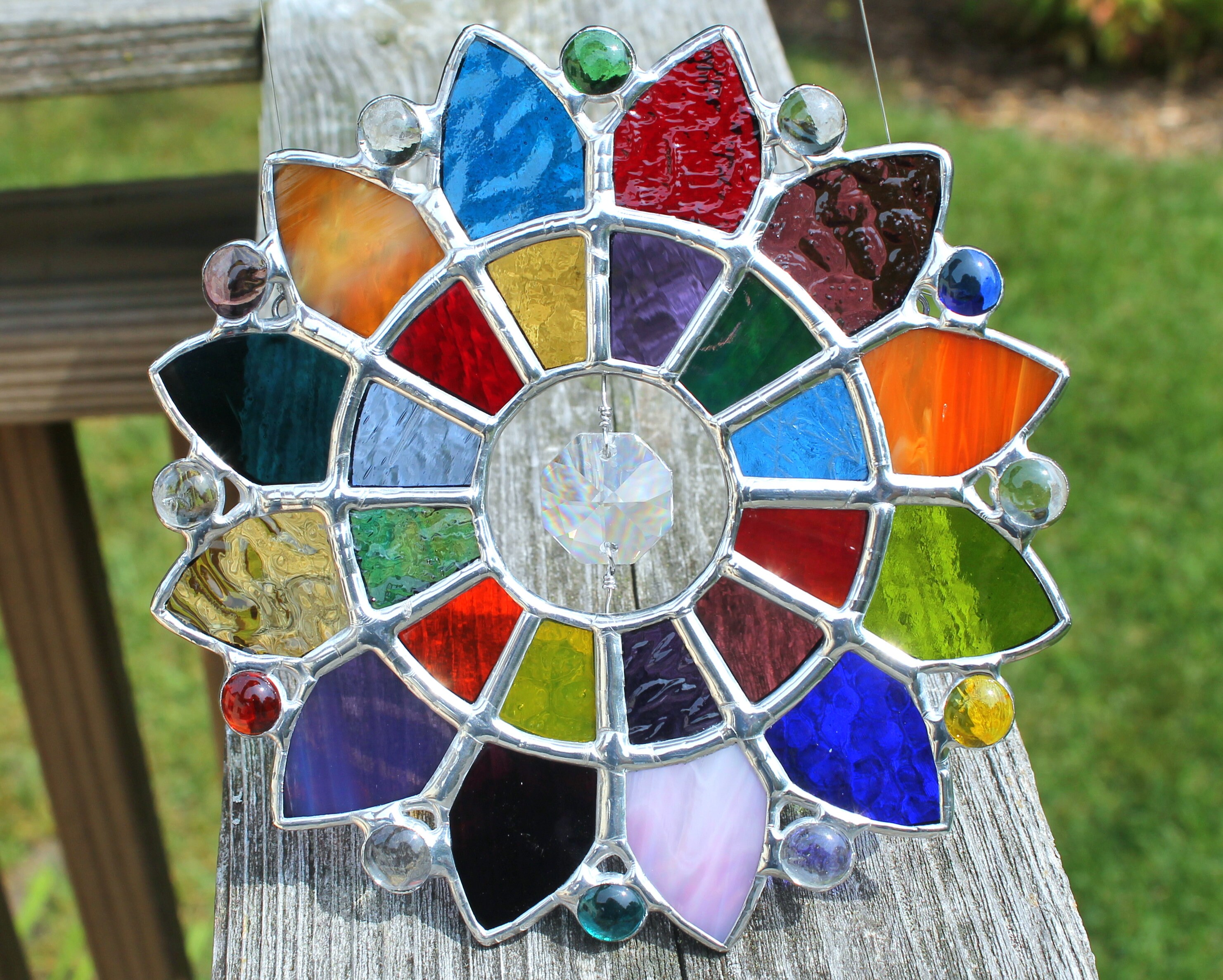 Art & Collectibles Stained Glass Suncatcher Multicolored Geometric ...