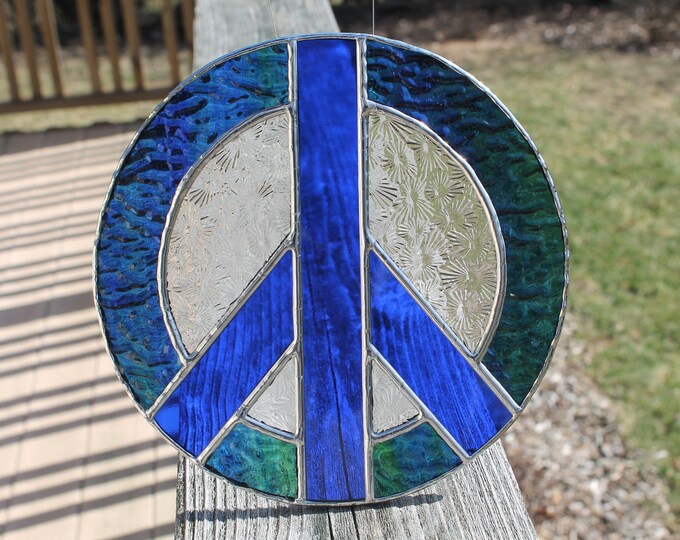 Blue and Green Stained Glass Peace Sign - Etsy