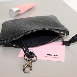 Black Leather Pouch With Texture. Pretty Woman Coin Pouch With Hook ...