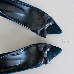 Black Leather Shoe Clips. Shoe Decoration With Reptile Print. Black New ...