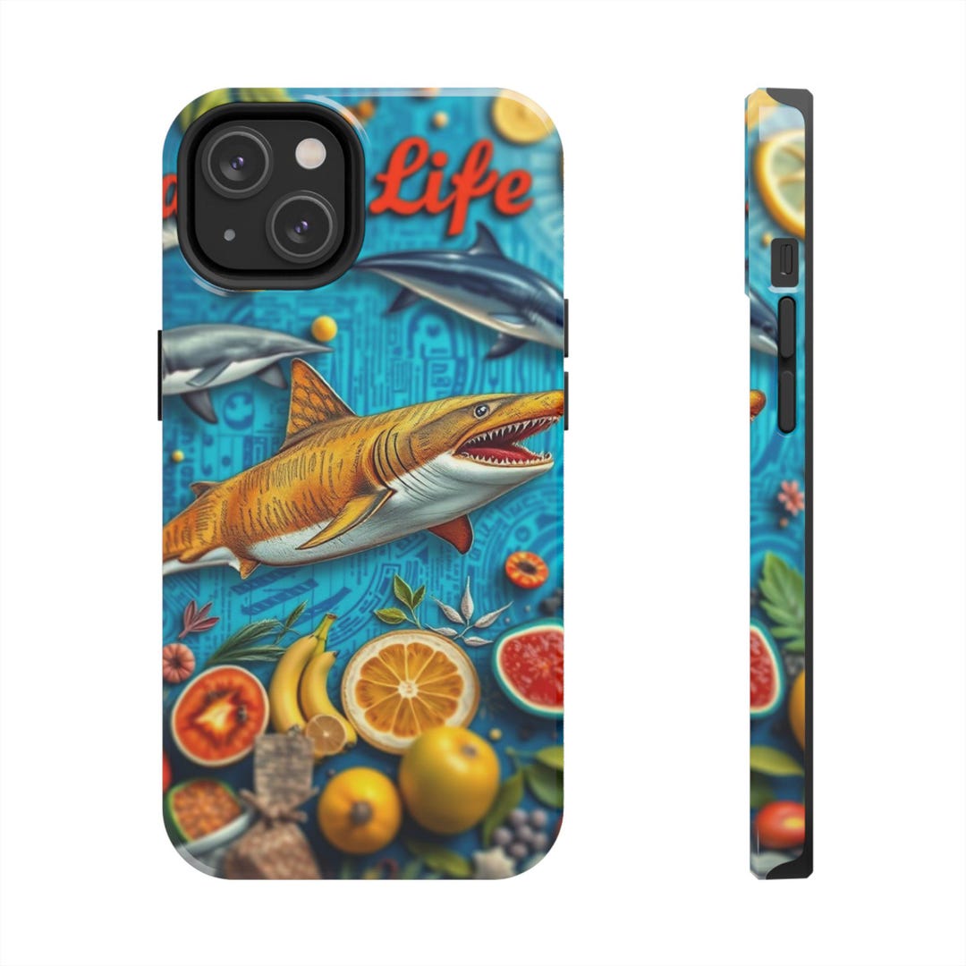 Shark Fruits Blue Themed Phone Case, Protective Case, Ocean Lover Gift ...