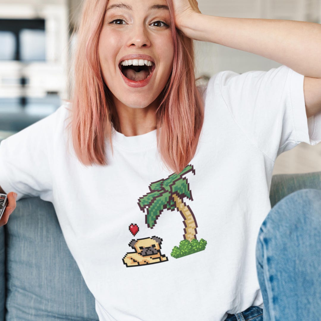 Pixel Art Pug T-shirt: Retro Gaming Dog Lover Tee - Etsy