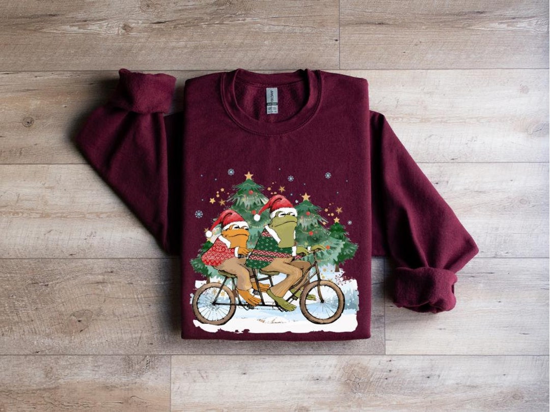 Frog and Toad Christmas Sweatshirt, Frog and Toad Riding A Bike ...