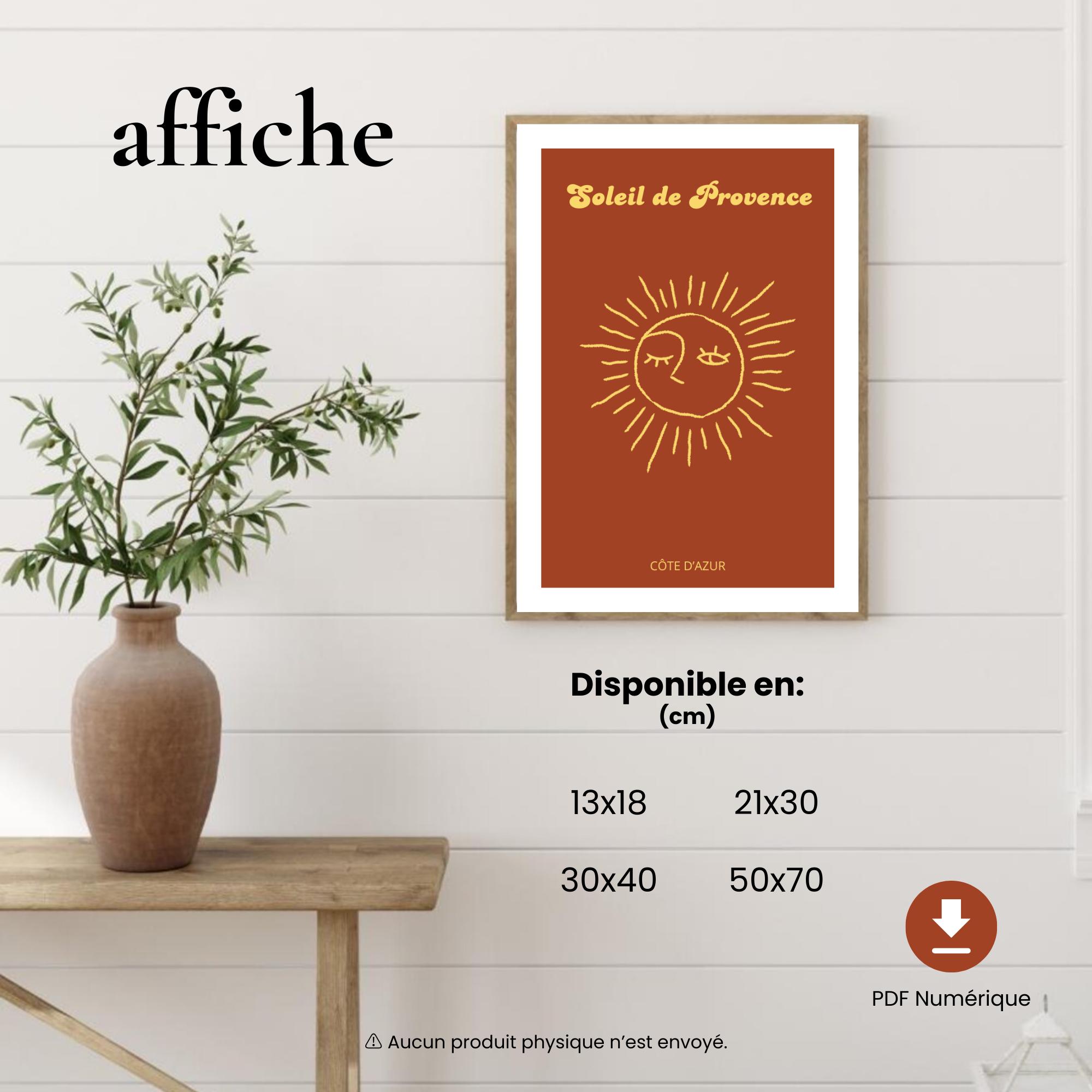Provence Sun Poster | Digital Poster | Home Decoration | Cote D'azur ...