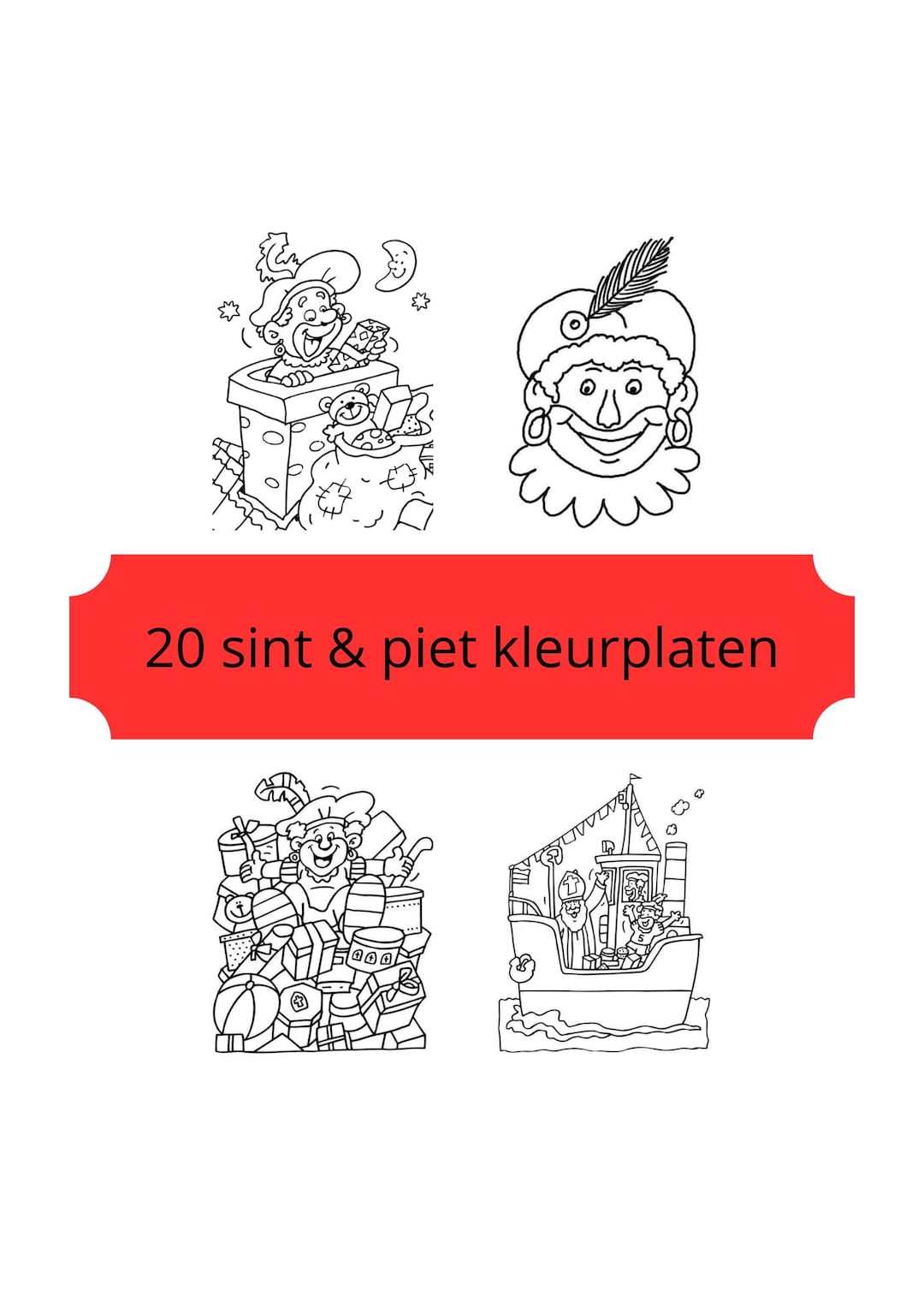 Santa and Piet Coloring Book, Colorspages, Coloring, Gift Evening ...