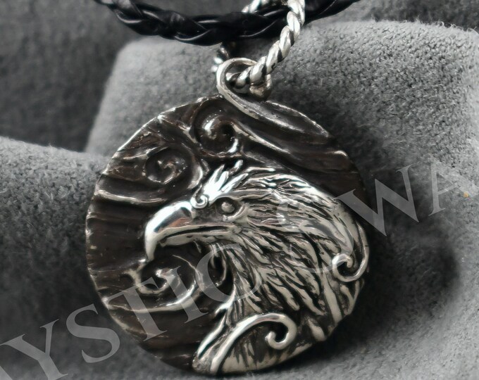 Eagle Necklace, Eagle Medallion, Sterling Silver Animal Jewelry, Spirit ...