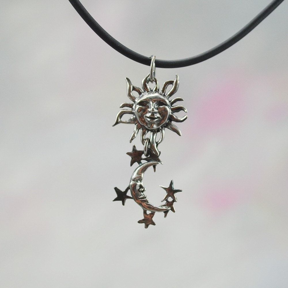 Sun & Moon Fantasy Jewelry Pendant in Sterling Silver - Etsy
