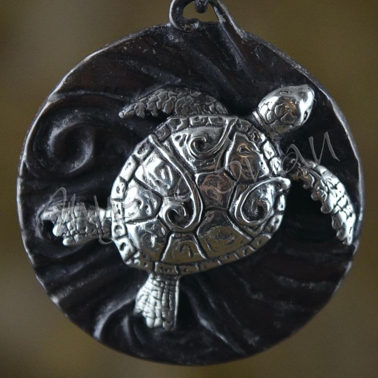 Turtle Necklace Turtle Medallion Sterling Silver Animal - Etsy