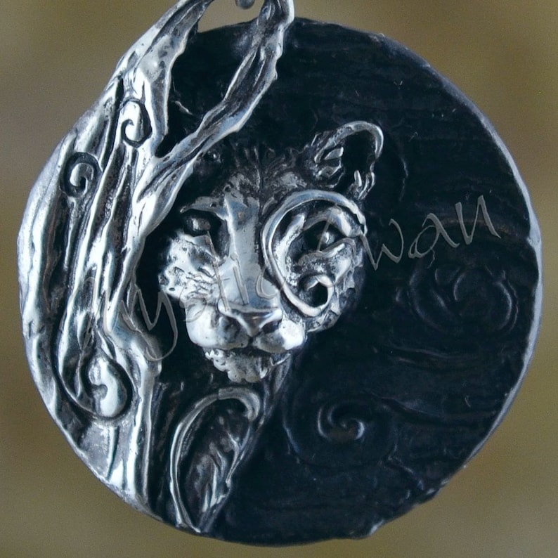 Mountain Lion Necklace Puma Medallion Sterling Silver Animal | Etsy