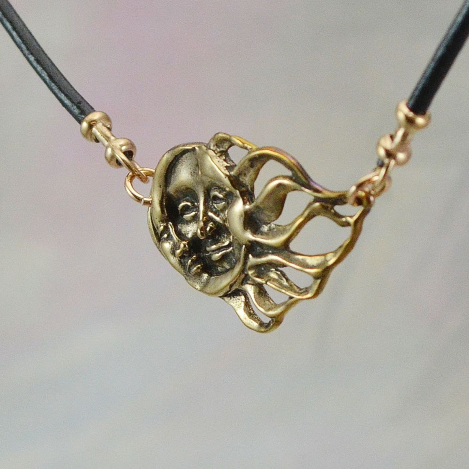Fantasy Bracelet With Mystical Sun & Moon in Silver and Bronze - Etsy