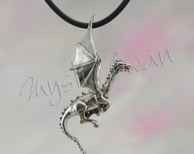 Dragon Necklace, Sterling Silver Fantasy Jewelry, Dimensional Flying ...