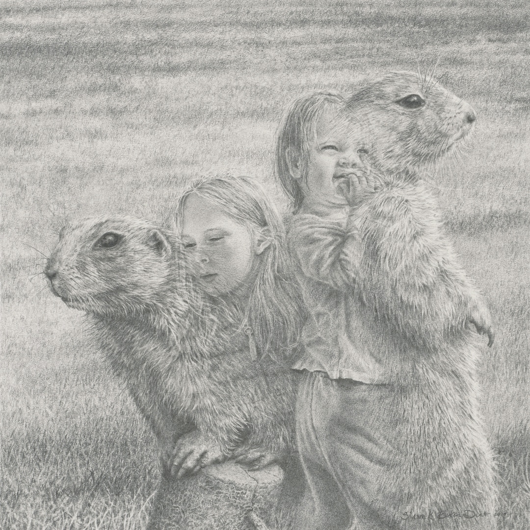 Spirit Prairie Dog and Girls Giclée Print: Limited Edition Graphite ...