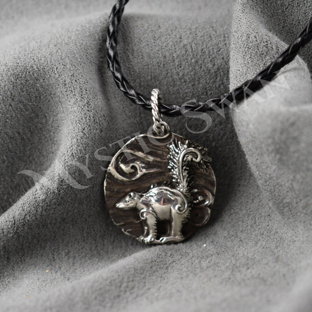 Skunk Necklace, Skunk Medallion, Sterling Silver Animal Jewelry, Spirit ...