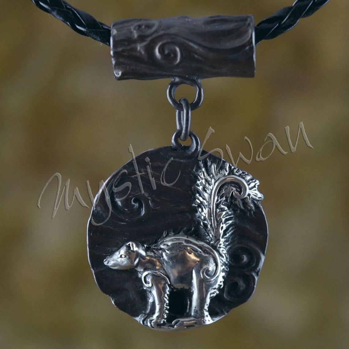 Skunk Necklace Skunk Medallion Sterling Silver Animal - Etsy