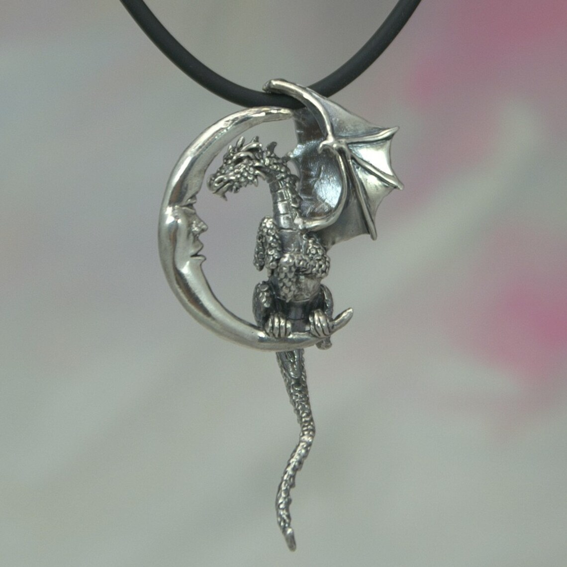 Lunar Dragon Necklace Sterling Silver Fantasy Jewelry Dragon - Etsy
