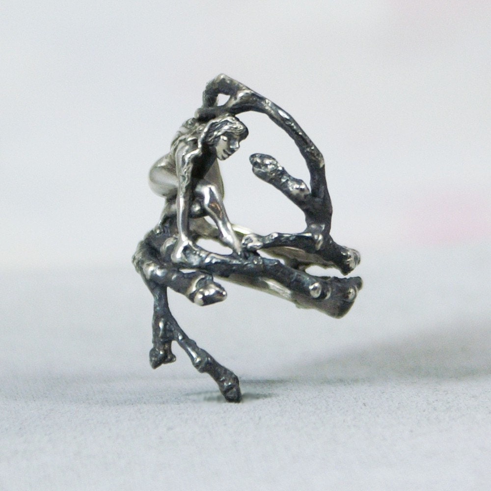 Faeries of the Wood Fantasy Ring in Sterling Silver - Etsy