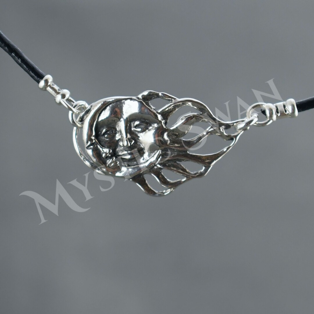 Fantasy Necklace With Mystical Sun & Moon in Sterling Silver or Bronze ...