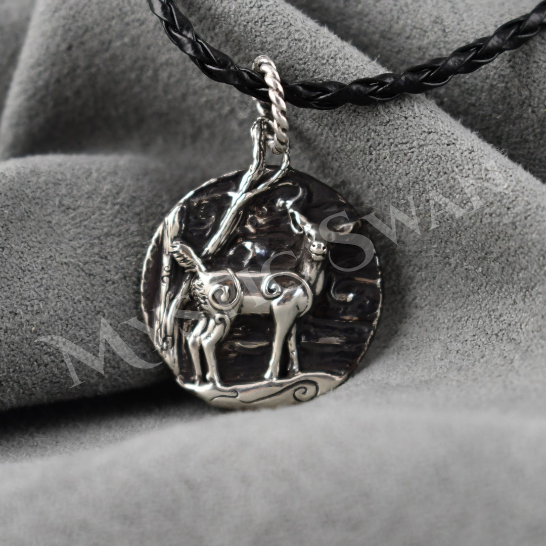 Deer Necklace, Deer Medallion, Sterling Silveranimal Jewelry, Spirit ...