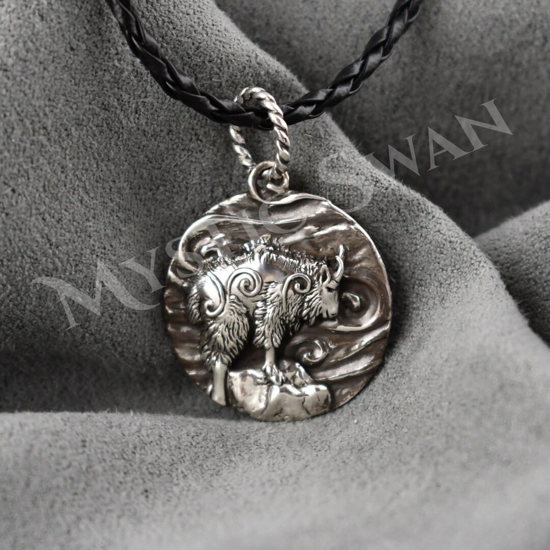 Sterling Silver Mountain Goat Necklace: Spirit Animal Medallion - Etsy