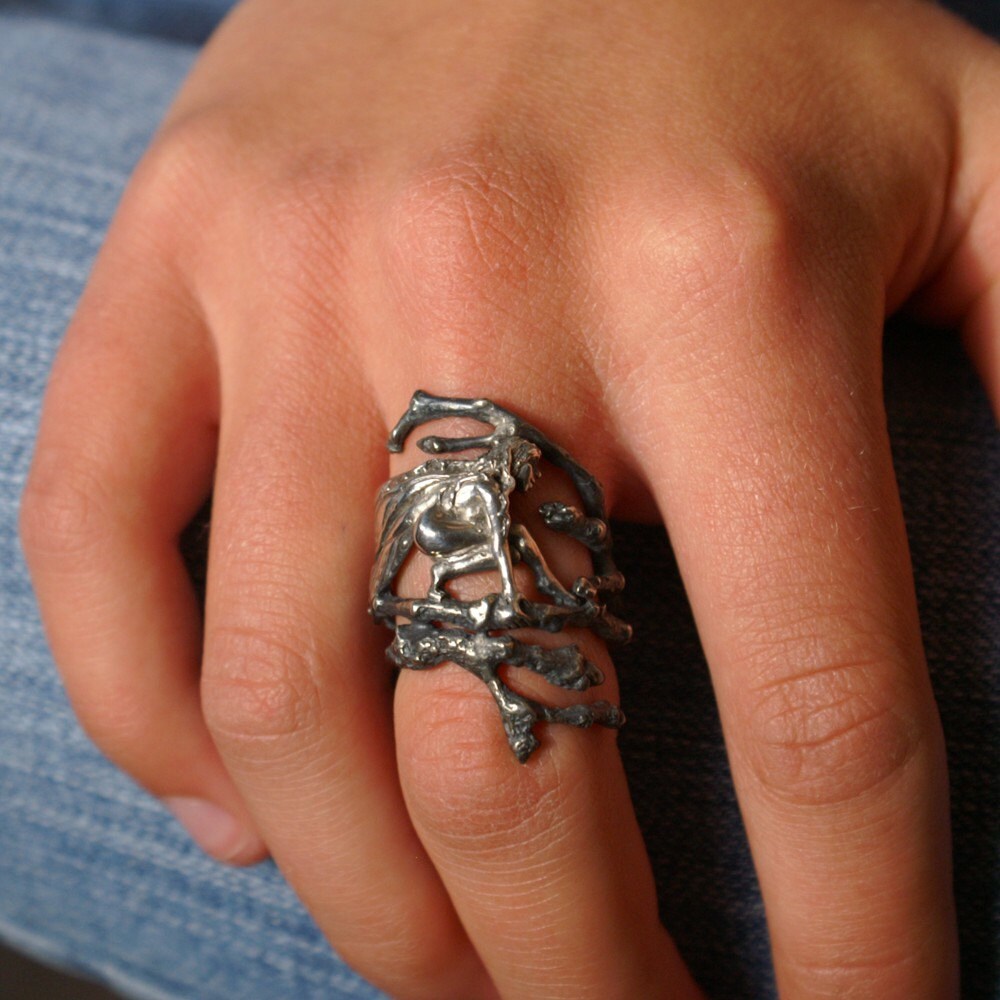 Faeries of the Wood Fantasy Ring in Sterling Silver - Etsy