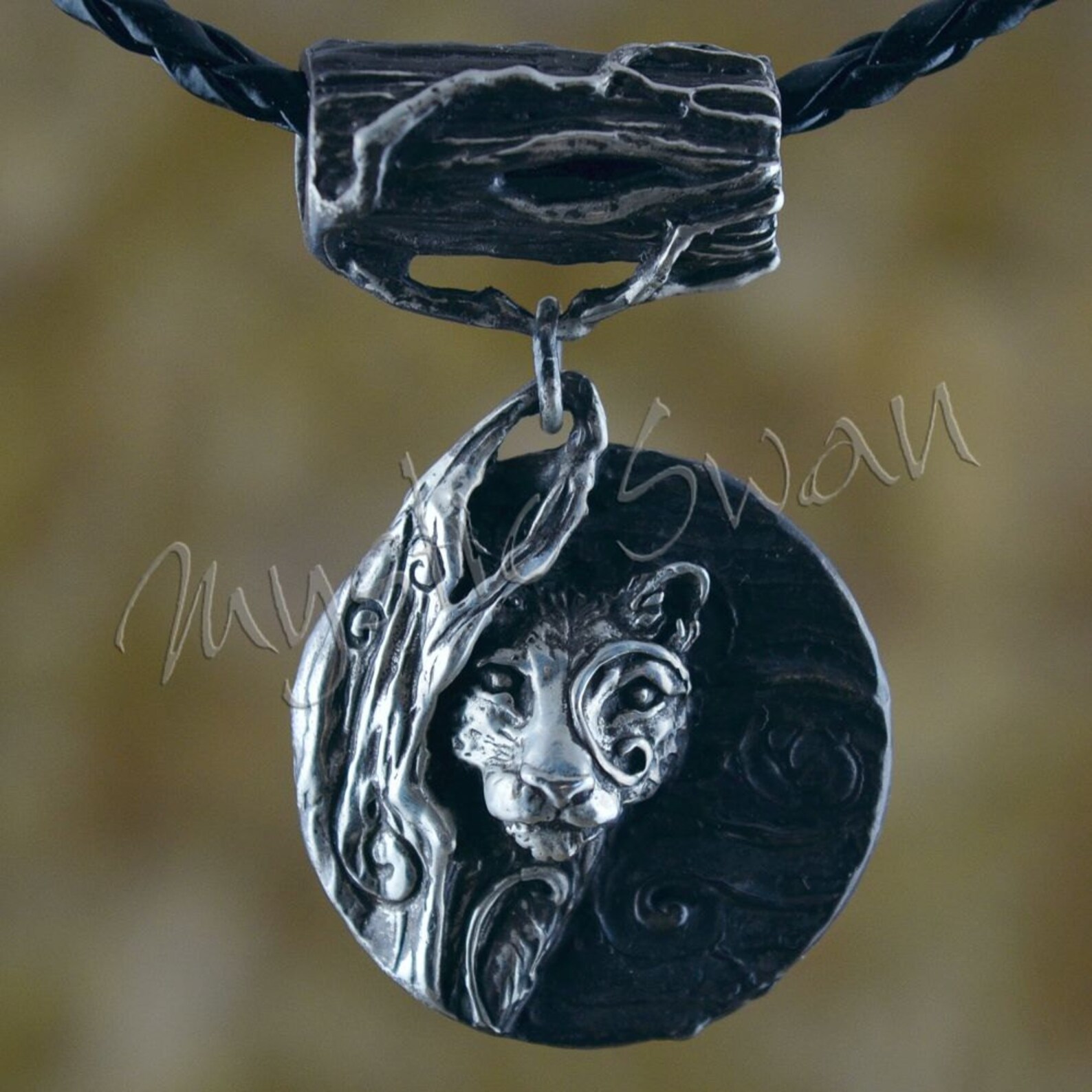 Mountain Lion Necklace, Puma Medallion, Sterling Silver Animal Jewelry ...