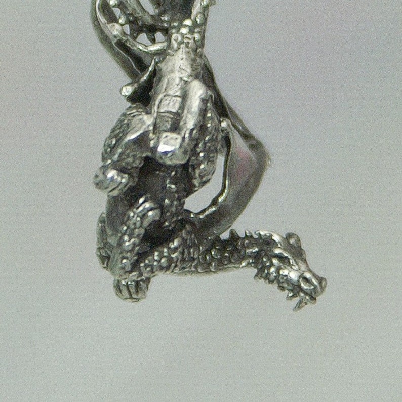 Diving Dragon Necklace Sterling Silver Fantasy Jewelry | Etsy