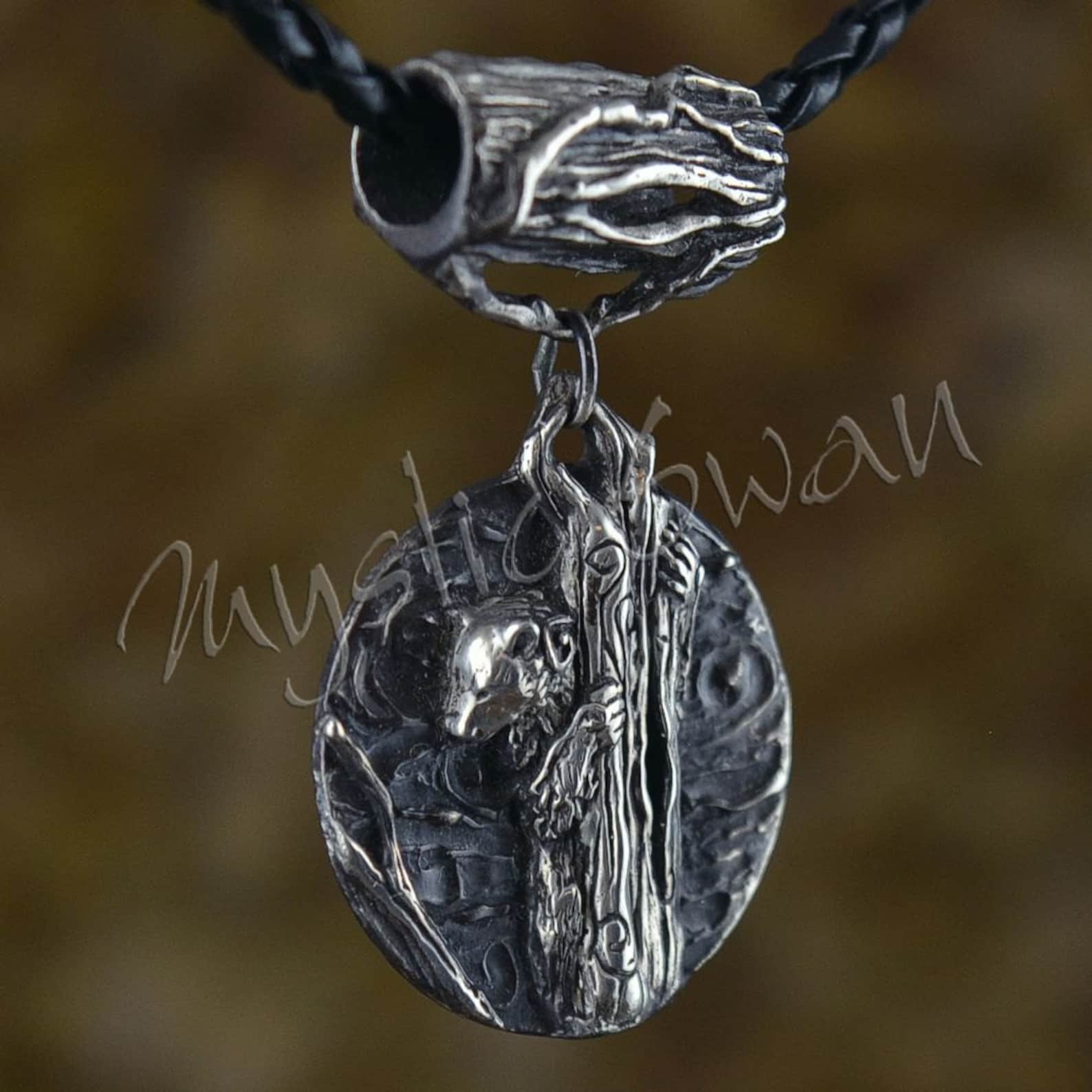 Bear Necklace Climbing Bear Medallion Sterling Silver Animal - Etsy