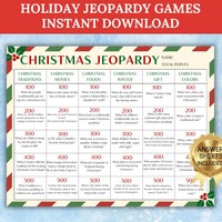 Printable Christmas Jeopardy: Holiday Trivia, Party Activities ...