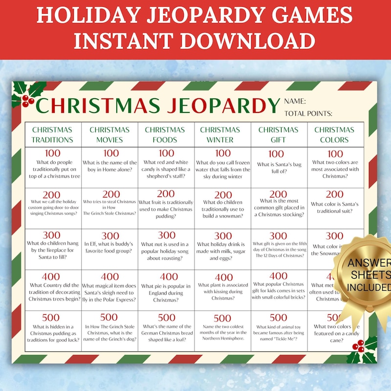 Jeopardy Christmas Game - Etsy