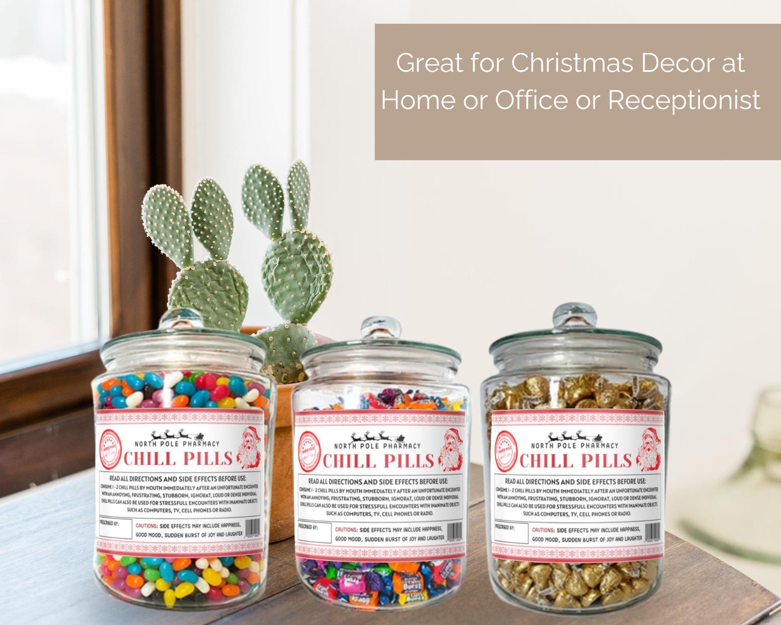 Chill Pill Labels, Christmas Printable Candy Jar Labels, Gag Gift for ...