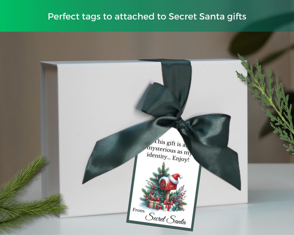 Secret Santa Gift Tags, Printable Christmas Gift Exchange Office Party ...